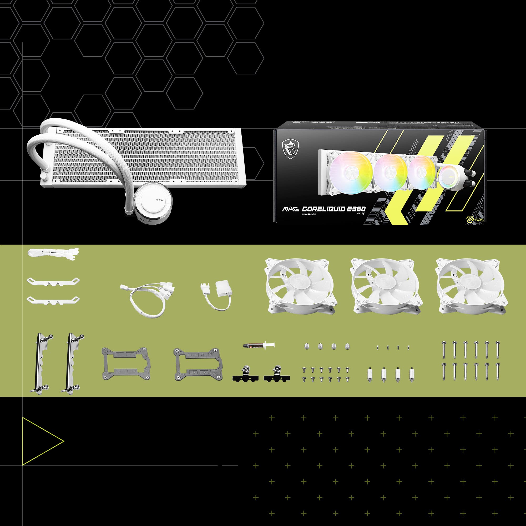 MSI MAG CoreLiquid E360 White - AIO ARGB CPU Liquid Cooler - Rotating Cap Design - 360mm ...